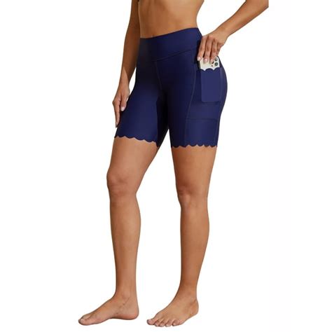 Attraco Womens Plus Size High Waisted Swim Shorts With Pockets Bathing