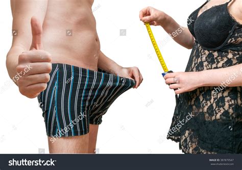 Стоковая фотография 387879547 Sexy Woman Tape Measuring Big Penis Shutterstock