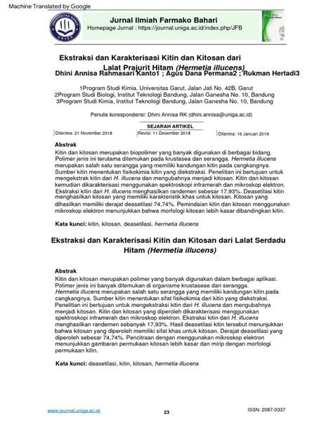 Extraction And Characterization Of Chitin And Chitosan From Bsf 2018 Pdf