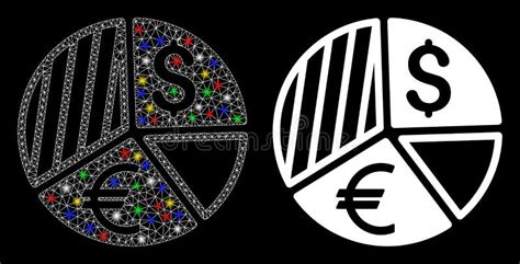 Flare Mesh Network Currency Pie Chart Icon With Flare Spots Stock Illustration Illustration Of