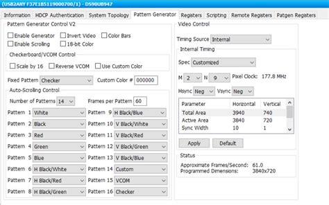 DS UH Q Internal Pattern Gen With MHz Internal PCLK Interface Forum Interface
