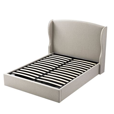Kimberly Winged Upholstered Storage Bed Sand Fabric Daals