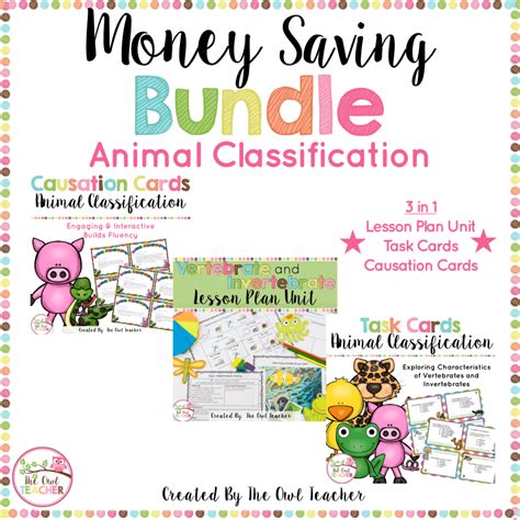 Animal Classification Vertebrateinvertebrate Bundle The Owl Teacher