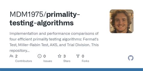 Github Mdm1975primality Testing Algorithms Implementation And