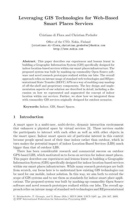 Pdf Leveraging Gis Technologies For Web Based Smart Places Services