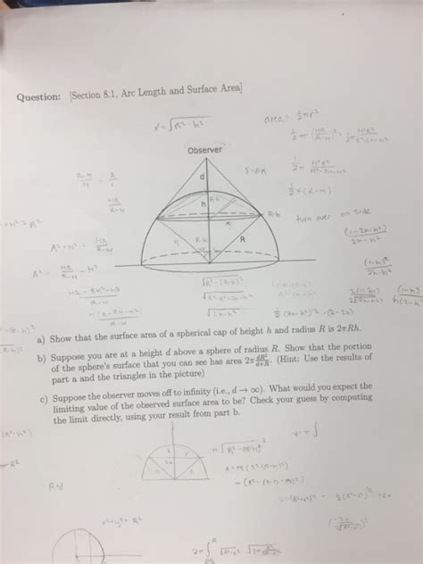 Solved Show That The Surface Area Of A Spherical Cap Of Chegg