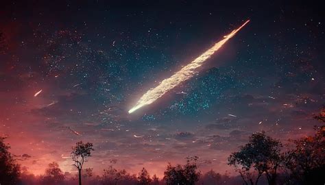 지구에 떨어지는 운석의 래스터 그림 별이 빛나는 하늘 밤 오로라 종말 종말 대기 불타는 공상 과학 천문학 개념 3d 렌더링 배경 프리미엄 사진