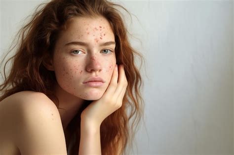 Portrait Of Woman With Acne Inflammation Premium Ai Generated Image