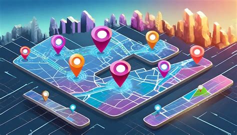Premium Photo Multiple Destinations Isometric Gps Tracking Map Track Navigation Pins On Street