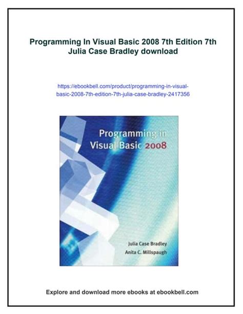 Programming In Visual Basic 2008 7th Edition 7th Julia Case Bradley Pdf