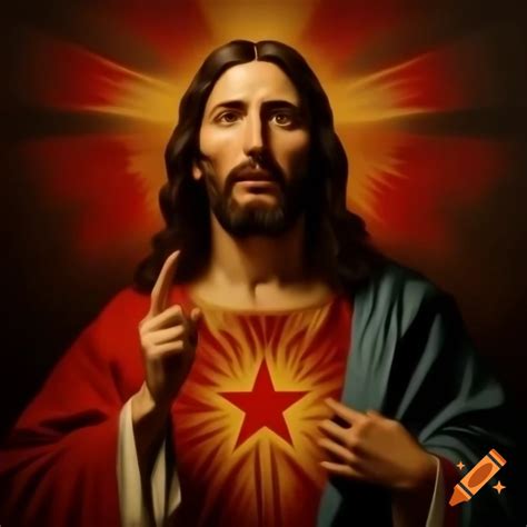 Historical Painting Of Jesus Christ Uniting The Working Class With Red