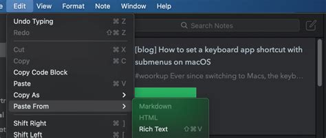 how to set a keyboard app shortcut on macos along with submenus