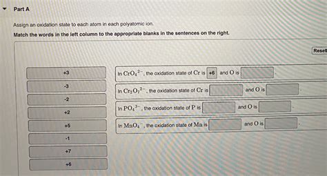 Solved Part A Assign An Oxidation State To Each Atom In Each Chegg Com