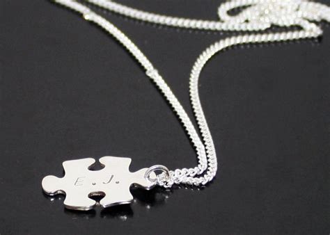 Sterling Silver Puzzle Necklace Two Sided Personalized Puzzle Pendant
