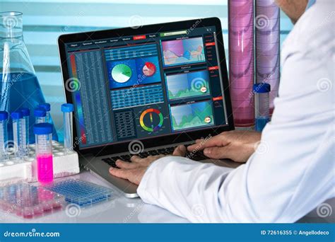 Biomedical Engineering Working With Computer In Laboratory Stock Image