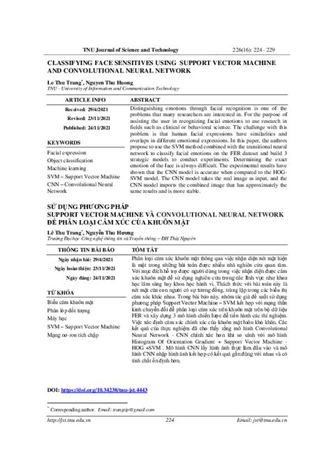 Pdf Sử Dụng Phương Pháp Support Vector Machine Và Convolutional Neural Network Để Phân Loại