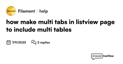 How Make Multi Tabs In Listview Page To Include Multi Tables Filament