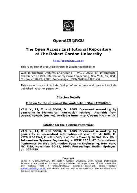 Pdf Document Re Ranking By Generality In Bio Medical Information Retrieval