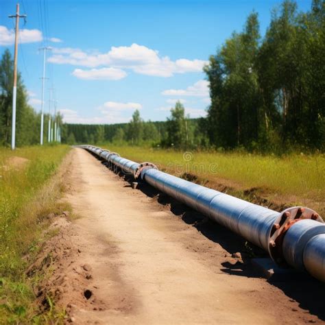 Gas Pipeline Infrastructure And Station Under Clear Blue Skies On A