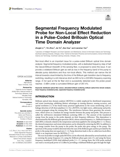 Pdf Segmental Frequency Modulated Probe For Non Local Effect