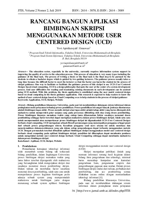 Pdf Rancang Bangun Aplikasi Bimbingan Skripsi Menggunakan Metode User Centered Design Ucd