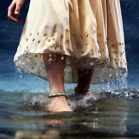 Premium Photo Woman Dipping Her Toes In The Water