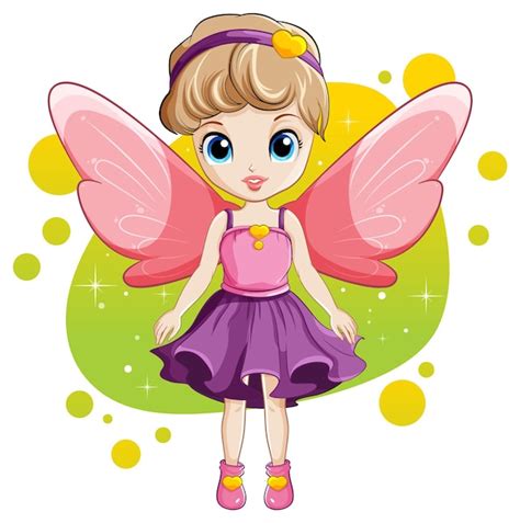 Free Vector Cute Fairy Girl With Wings Cartoon Character