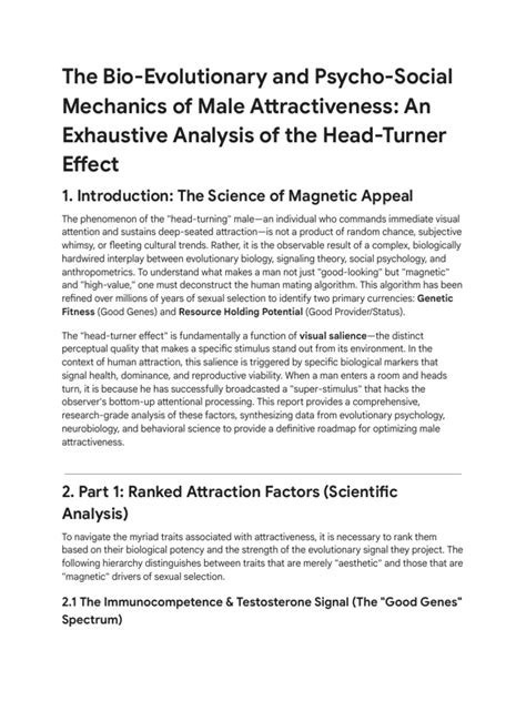 Male Attractiveness The Head Turner Effect Pdf Physical