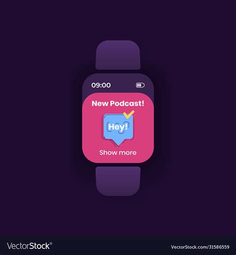 Podcasts Update Smartwatch Interface Template Vector Image