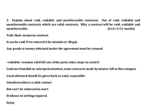 solved 2 explain about void voidable and un enforceable