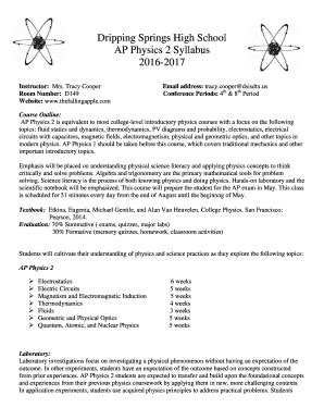 Fillable Online AP Physics 2 Syllabus The Falling Apple Fax Email Print PdfFiller