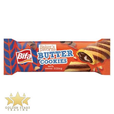Bifa Butter Cookies With Cocoa Filling 24ct Golden Stars Trading