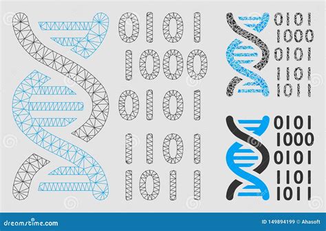 Dna Binary Code Vector Mesh Carcass Model And Triangle Mosaic Icon