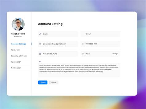 account setting page ui design en 2025