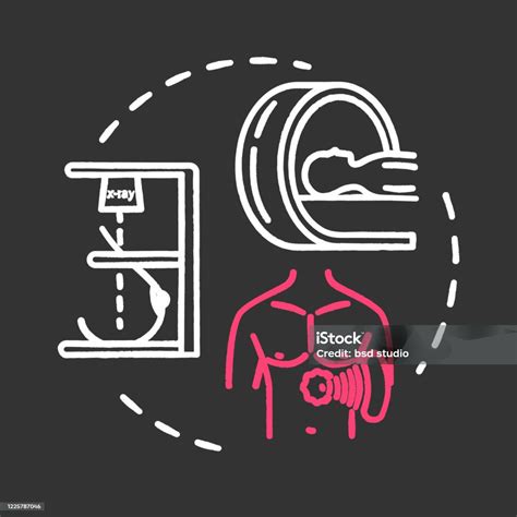 방사선 종양학 분필 Rgb 색상 분필 Rgb 색상 개념 아이콘입니다 암의 진단 및 치료 종양 치료 방사선 요법 아이디어 검은 배경에 벡터 격리 칠판 그림 0명에 대한 스톡