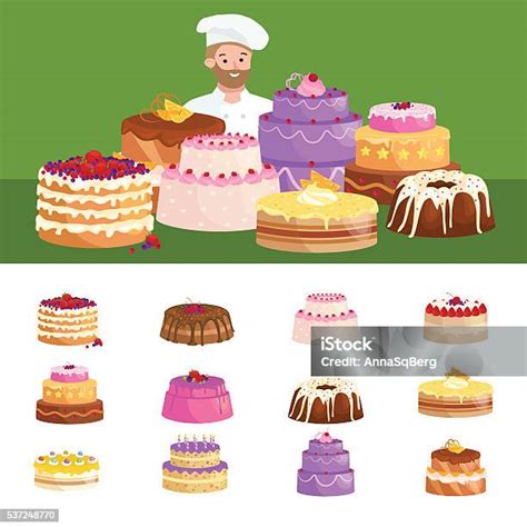 케이크 만드는 사람 조리사 셰프리 말풍선이 있는 문자가 케이크 벡터 일러스트 설정 가정 주방에 대한 스톡 벡터 아트 및 기타 이미지 가정 주방 가정의 방 기술