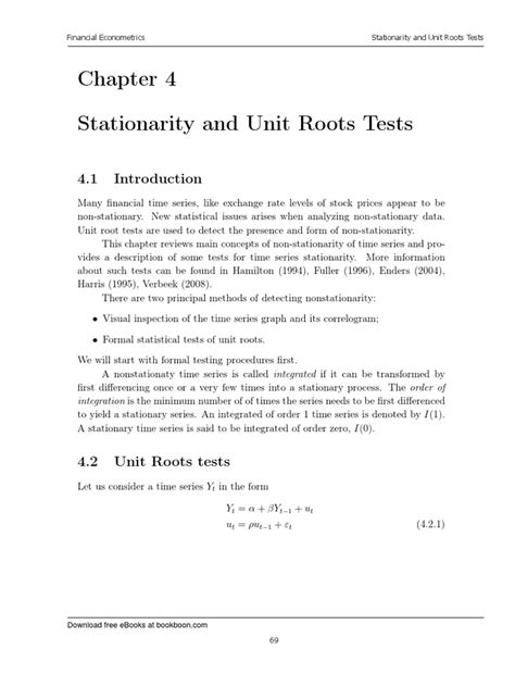Chapter 4 Stationarity And Unit Roots Tests Pdf Stationary
