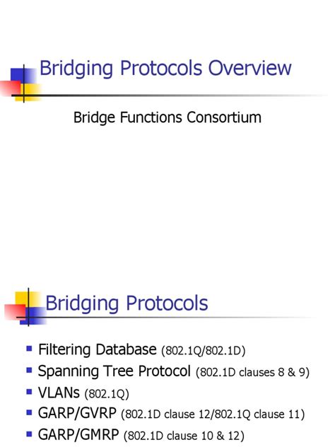 Bridging Protocols Overview Bridge Functions Consortium Pdf Network Switch Computer Network