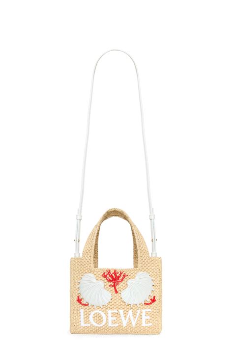 Maruja Mallo Mini Loewe Font Tote In Raffia Natural Loewe