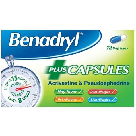 Benadryl Allergy Relief Plus Decongestant Capsules Pack Of 12 Welzo