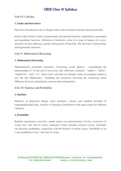 Class 11 Mathematics Syllabus Cbse Knowledge And Educational Portal