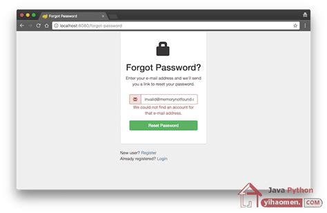 spring security forgot password send email reset password