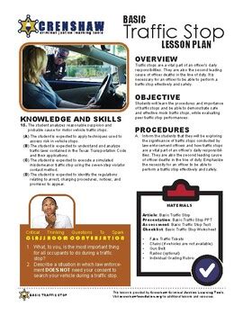 Basic Traffic Stop Lesson And Handouts Tpt