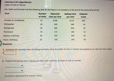solved exercise 6 56 algorithmic lower of cost or market