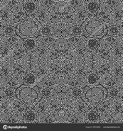 Vector Black Color Design Turing Morphogenesis Reaction Diffusion Seamless Pattern Stock Vector