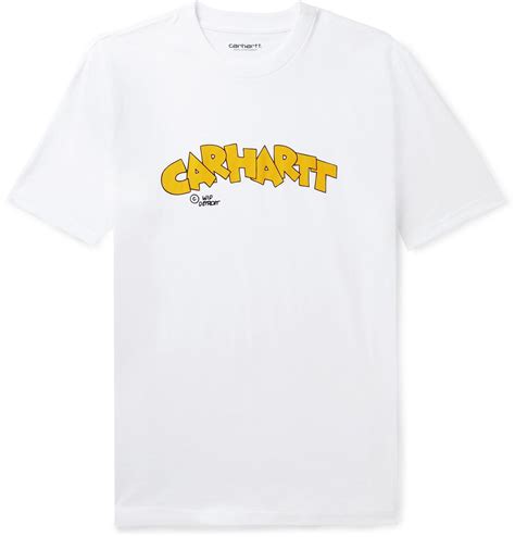 Carhartt Wip Logo Print Cotton Jersey T Shirt White Carhartt Wip