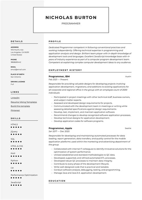 32 Programmer Resume Examples Guide For 2025
