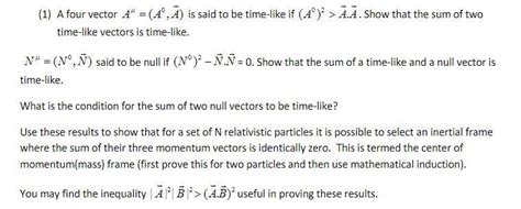 Solved 1 A four vector A 4 Ā is said to be Chegg com