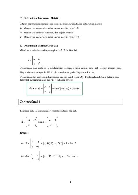 Detail Contoh Soal Determinan Matriks 2x2 Koleksi Nomer 54