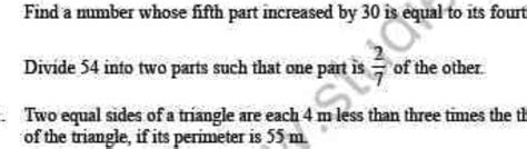 Find A Number Whose Fifth Part Increased By 30 Is Equal To Its Fourdivid